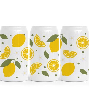 Lemon Glass Can Tumbler, 16oz With Bamboo Lid and Straw (dishwasher ...