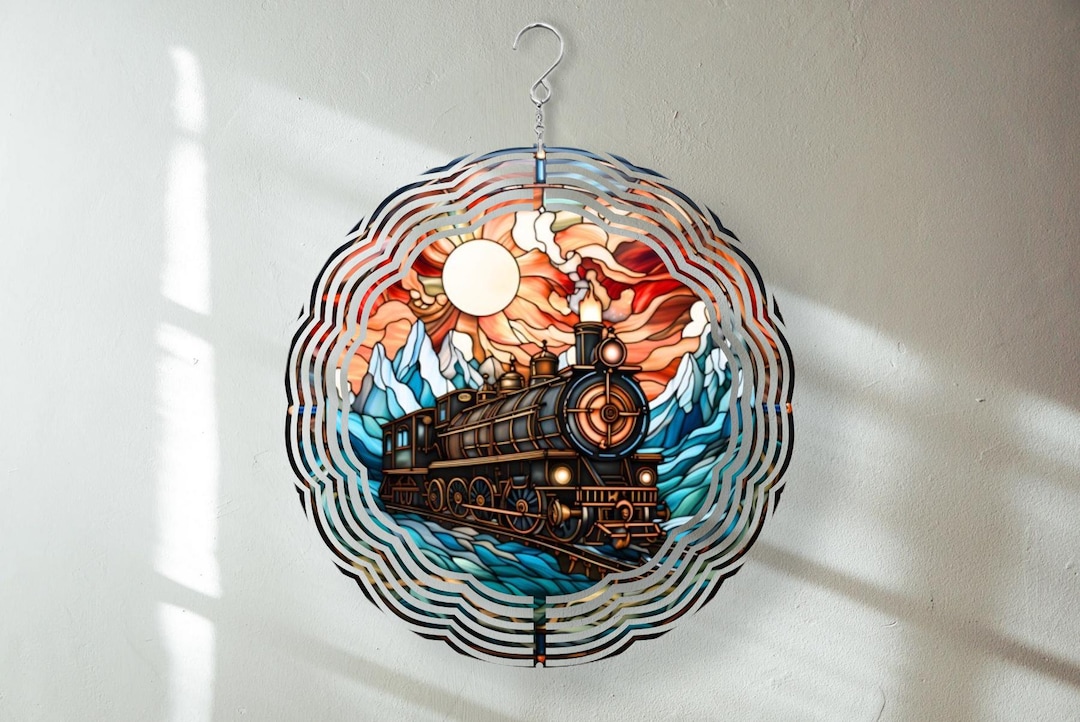 Train Wind Spinner, 2 Design Choices, Yard Art Decoration, Rustic Wind ...