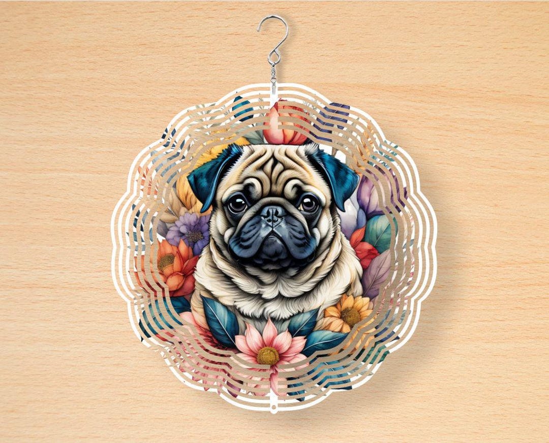 Sweet Pug Wind Spinner, Outdoor Metal Spinner, Garden Decor, Dog Lover ...