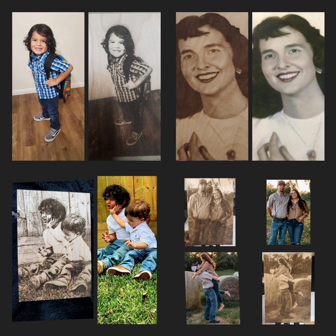 Laser Engraved Pictures/engraved Family Photo/engraved Kids - Etsy