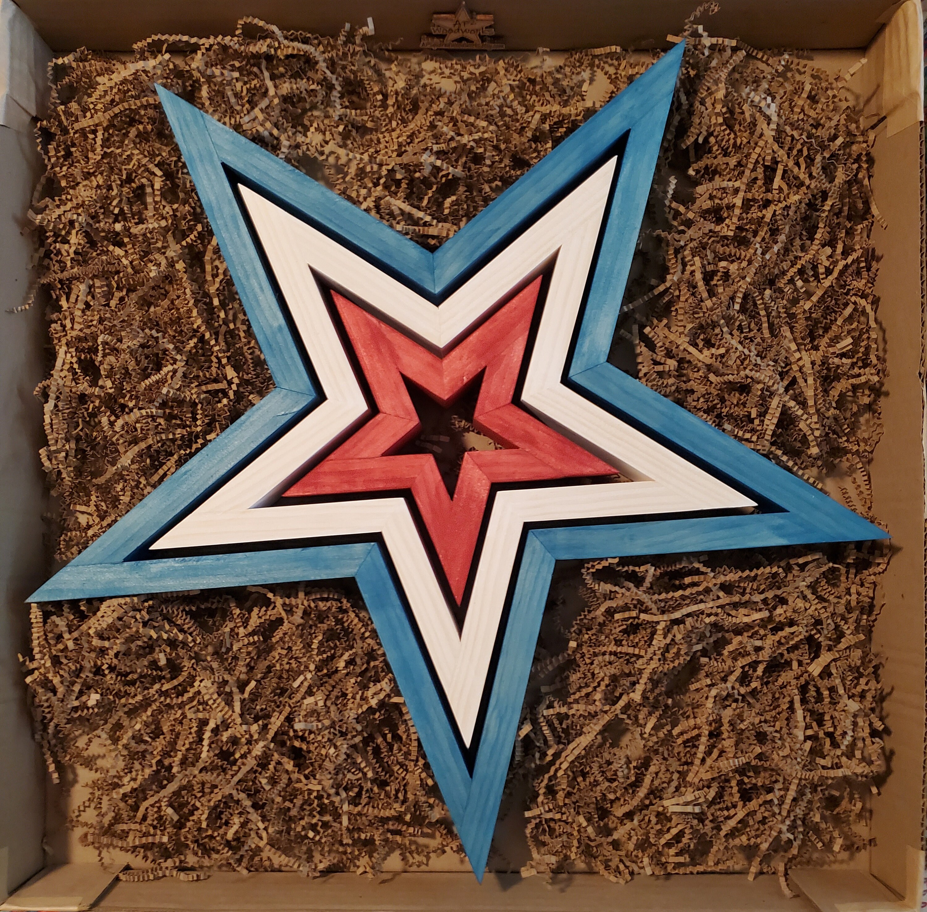 Rustic Wooden Nesting Star Set/patriotic Stars/red, Shimmer White/white ...