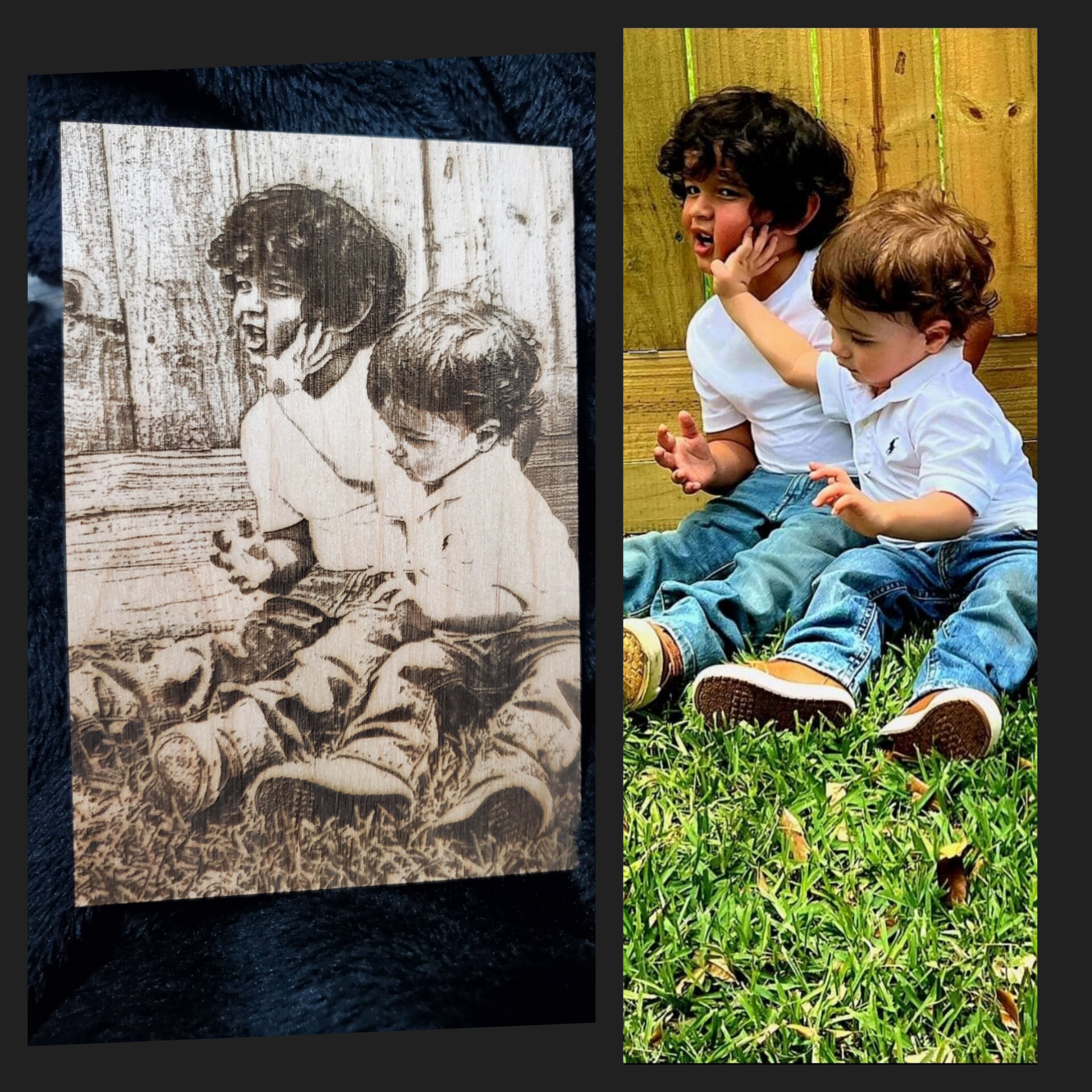 Laser Engraved Pictures/engraved Family Photo/engraved Kids - Etsy