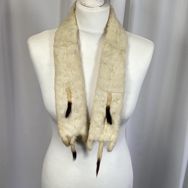 White Fur Scarf Tails - Etsy UK