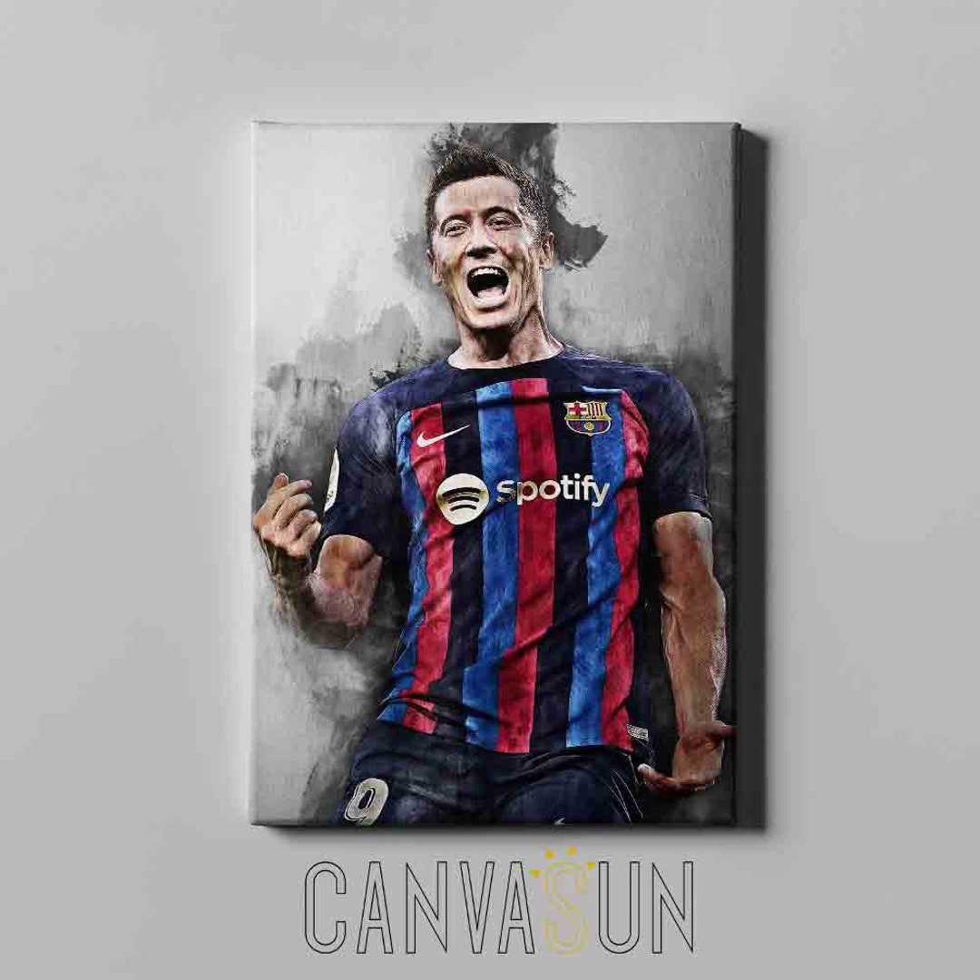 Robert Lewandowski Canvas Print, Barcelona Wall Art - Etsy