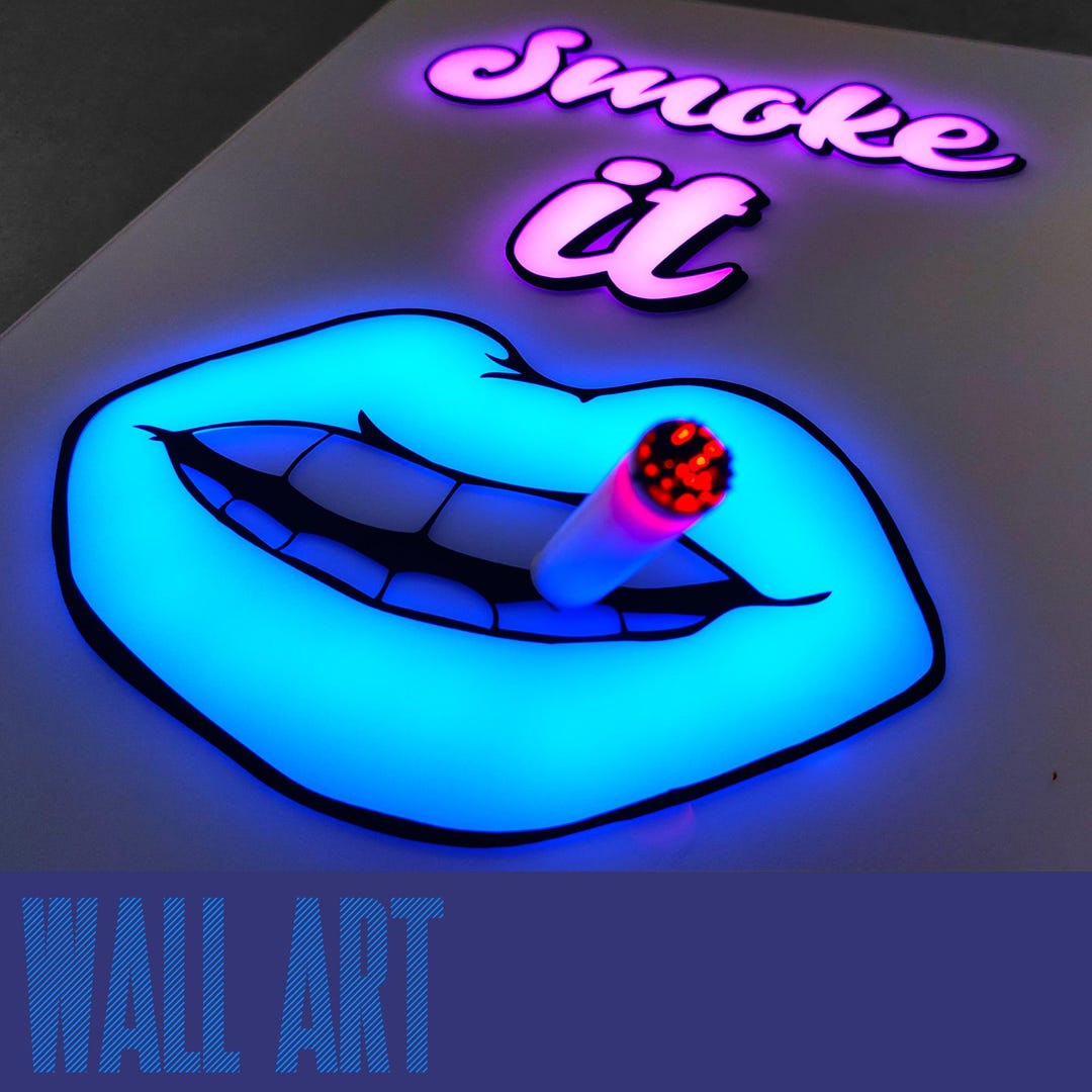 3D Cigarette Neon Sign Retro Pop Art Home Decor Funky Wall Art Custom ...