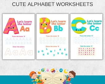 Preschool Alphabet Coloring Book Printable Coloring Activity - Etsy