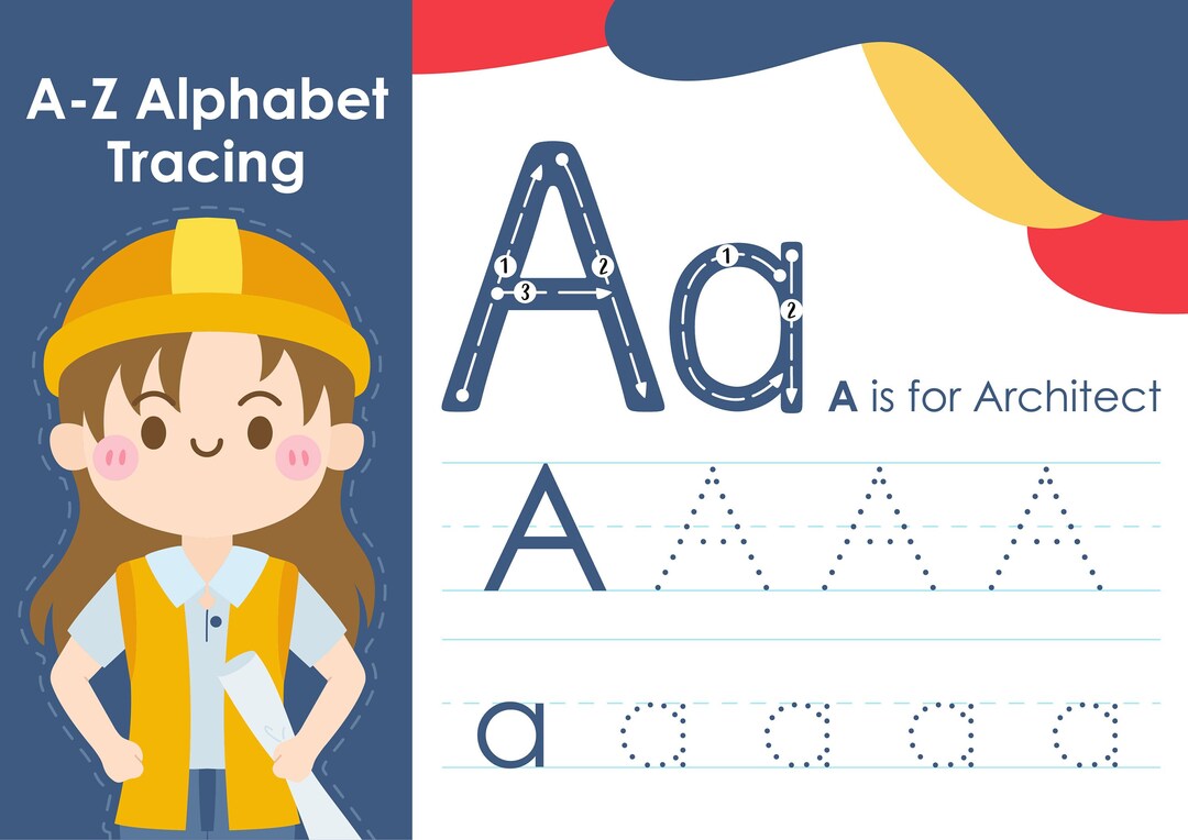 Alphabet Tracing Worksheet With Job Occupation. Activity for - Etsy