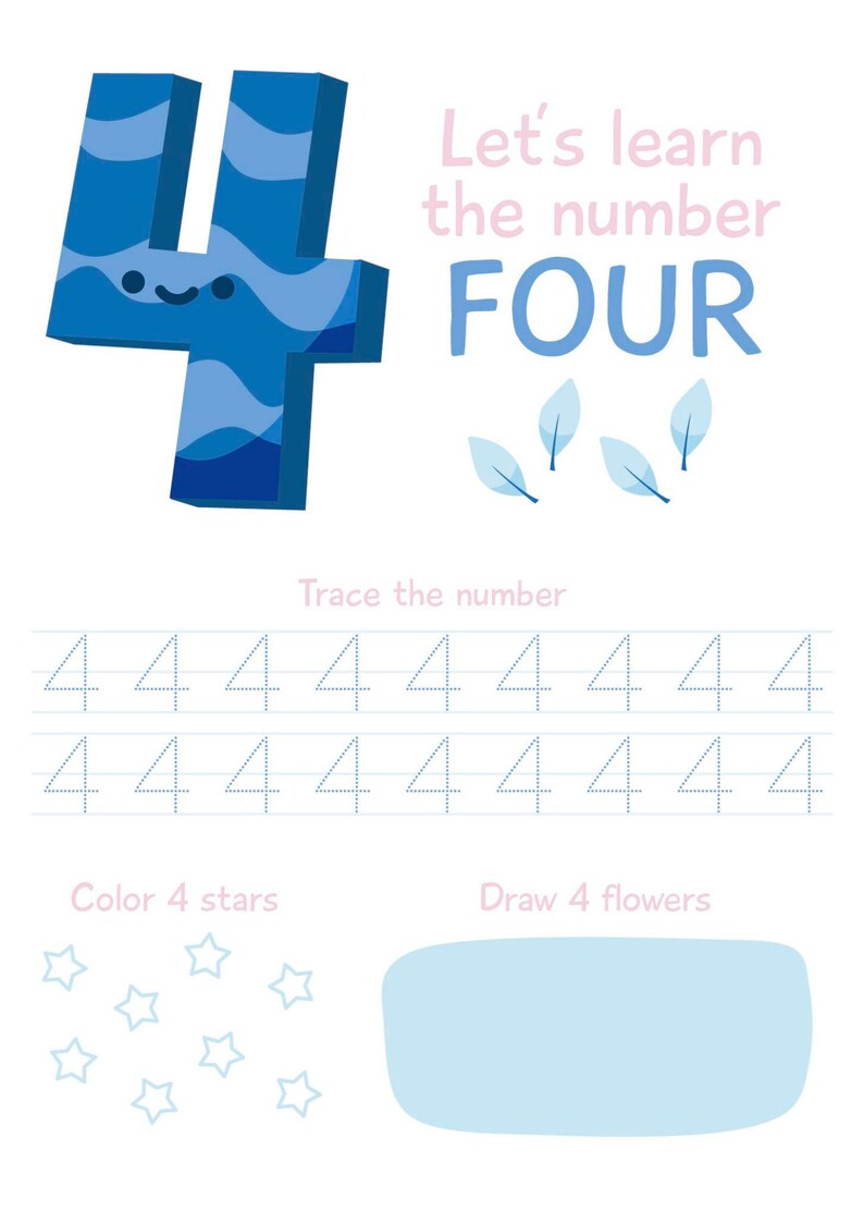 Cute Number Worksheets. Let's Learn the Numbers. Printable 10 Pages. - Etsy