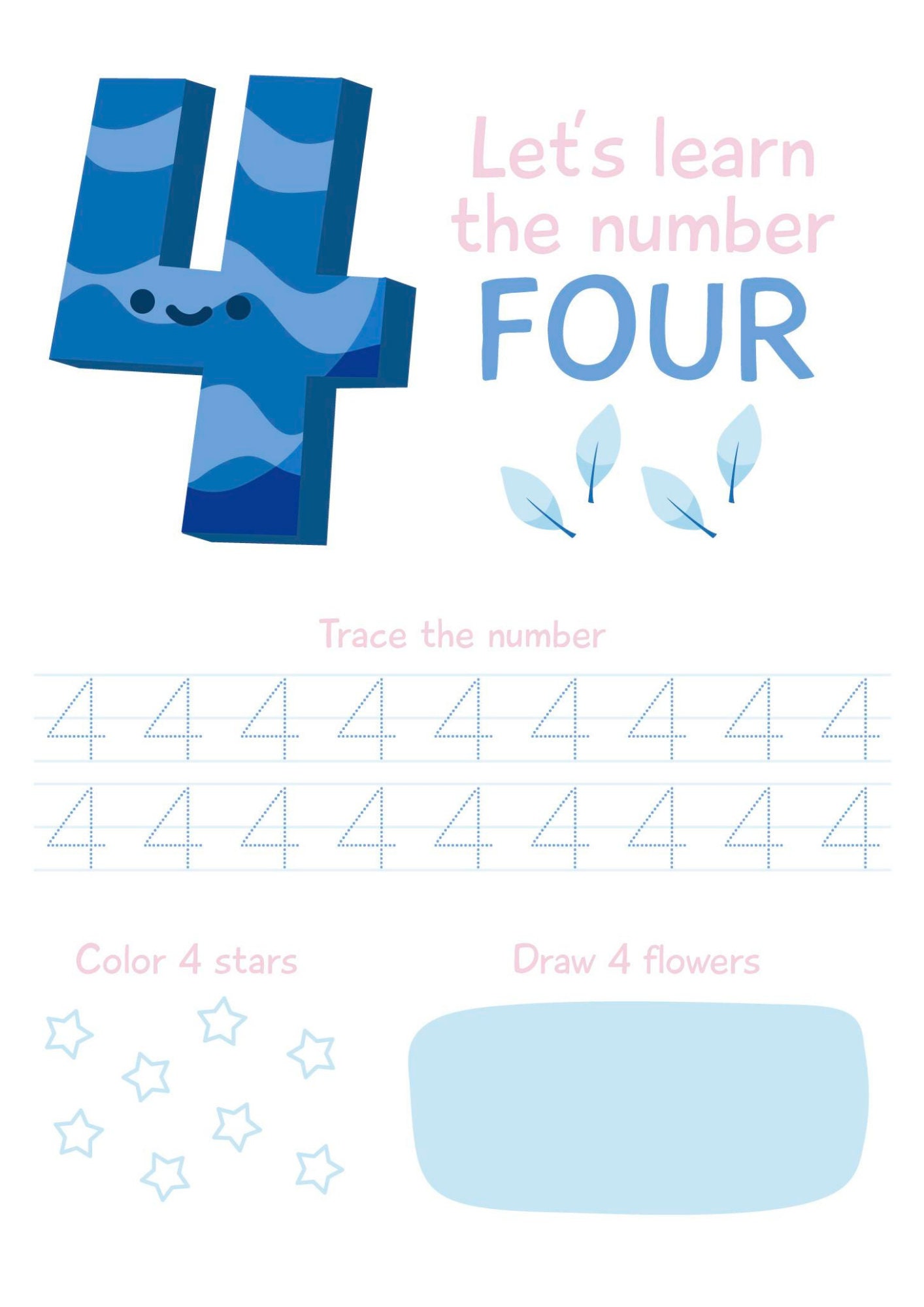 Cute Number Worksheets. Let's Learn the Numbers. Printable 10 Pages. - Etsy