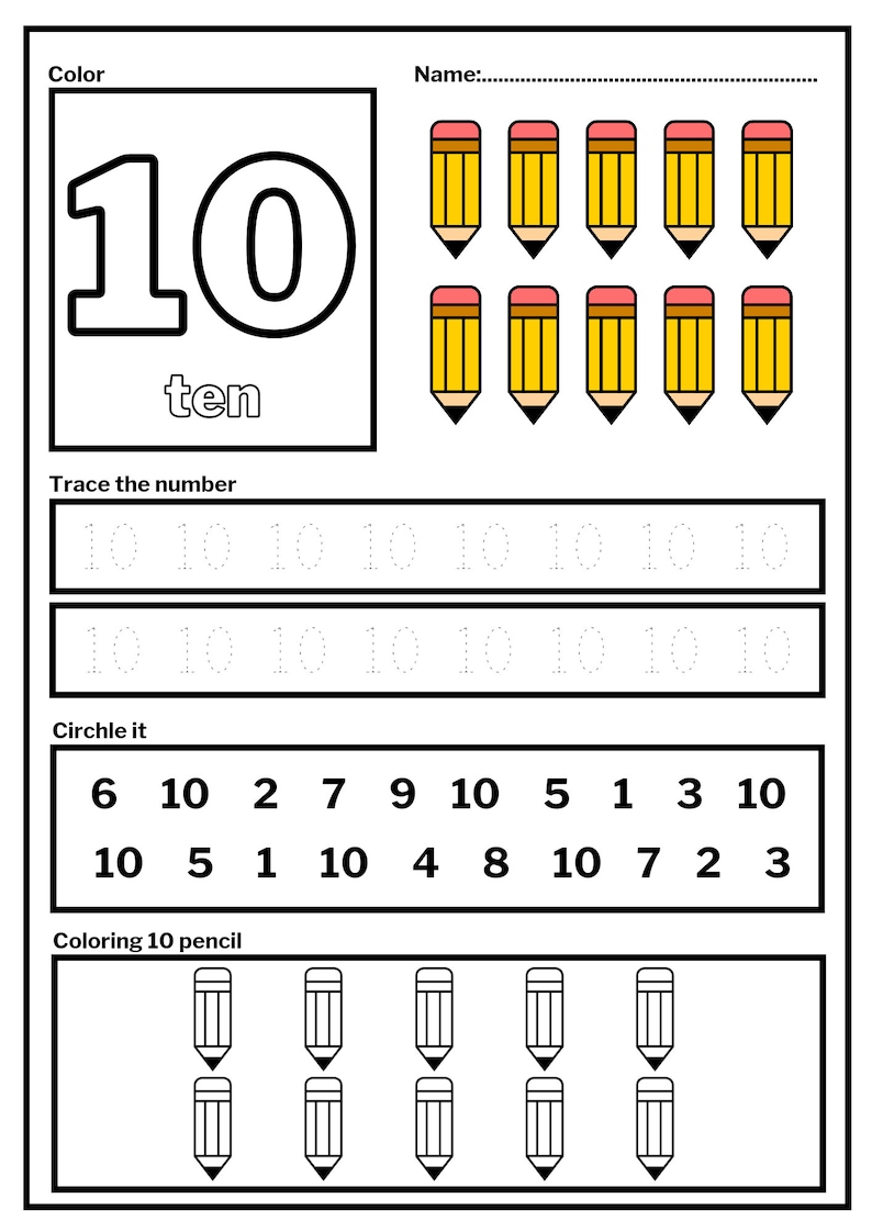 Number Worksheets. for Kids. Trace the Number. Circle It. Coloring ...