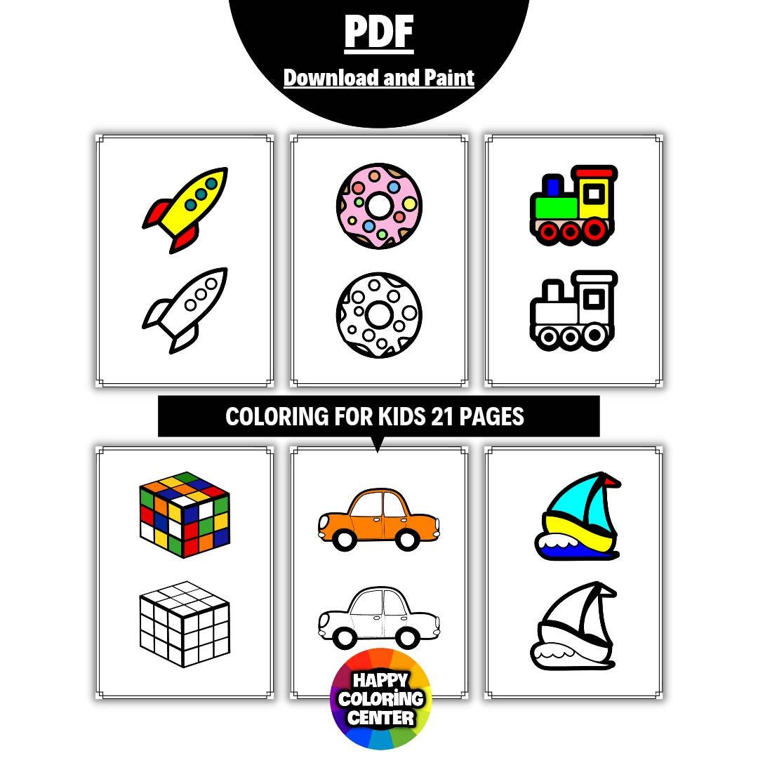 Coloring for Kids 21 Pages PDF Digital Download Paint - Etsy