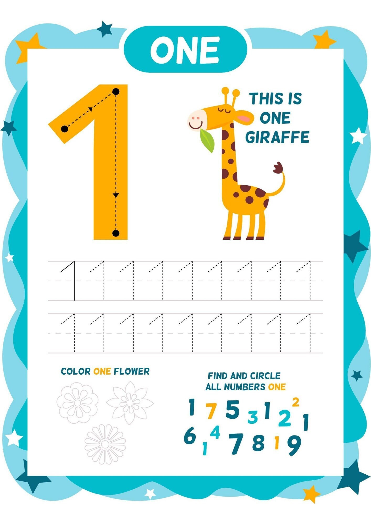 Cute Numbers Worksheet for Children. 10 Pages Download. - Etsy