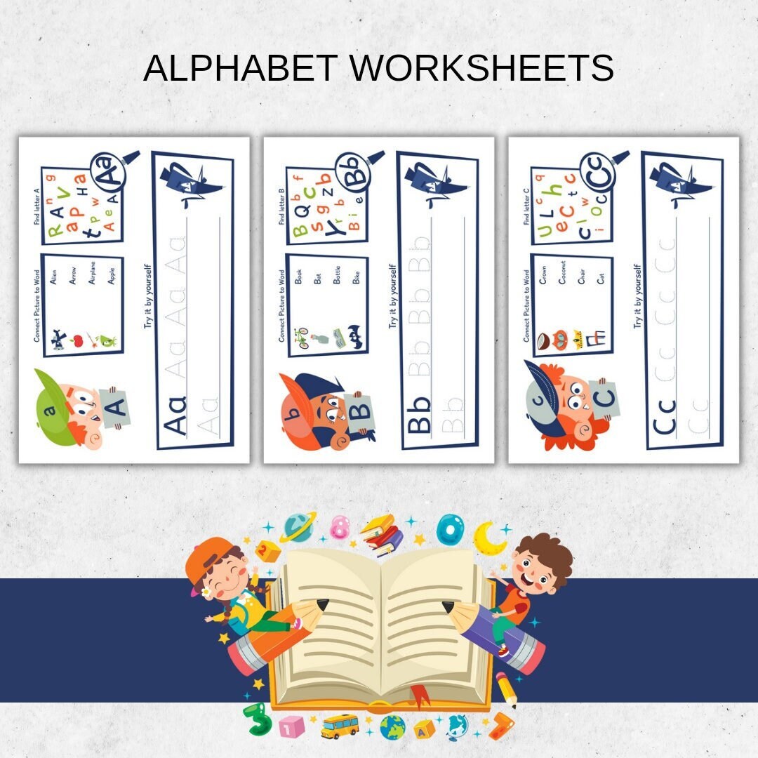 26 Printable Alphabet Worksheets. Educational Activity. - Etsy