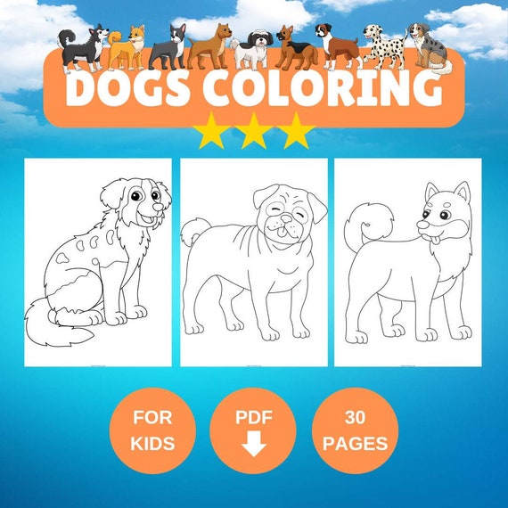 Dogs Coloring 30 Pages PDF Printable Download - Etsy