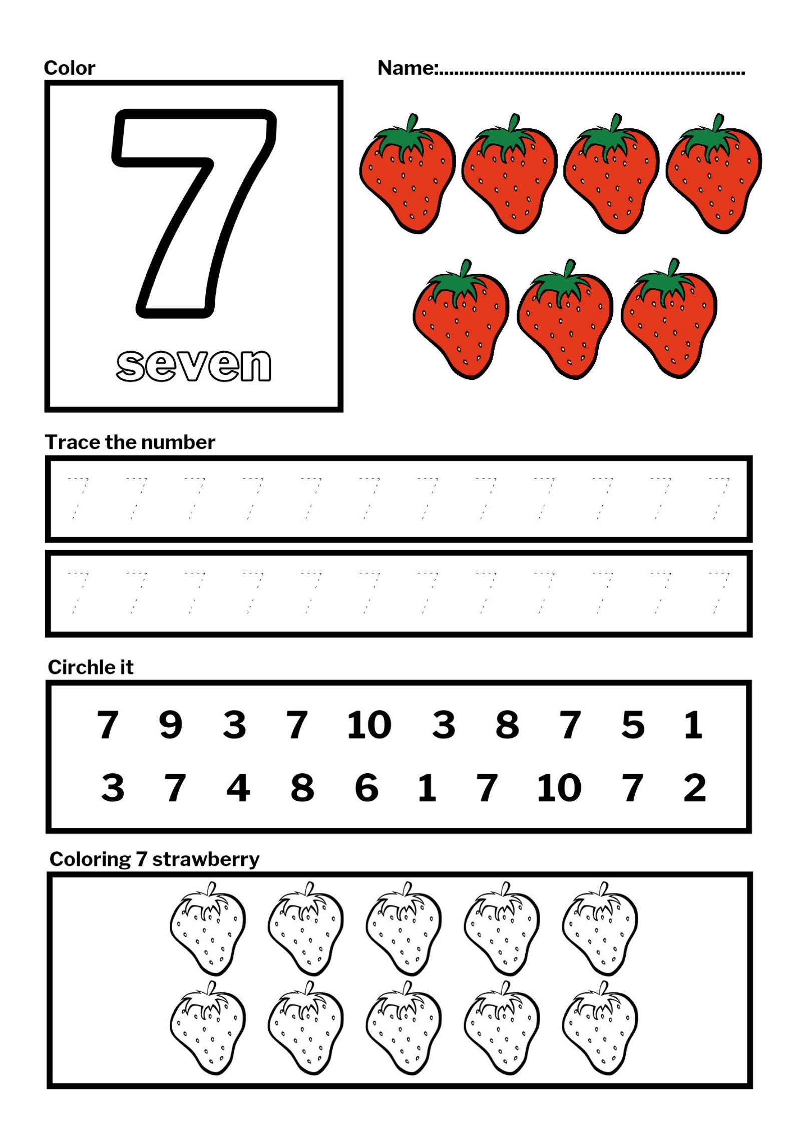 Number Worksheets. for Kids. Trace the Number. Circle It. Coloring ...