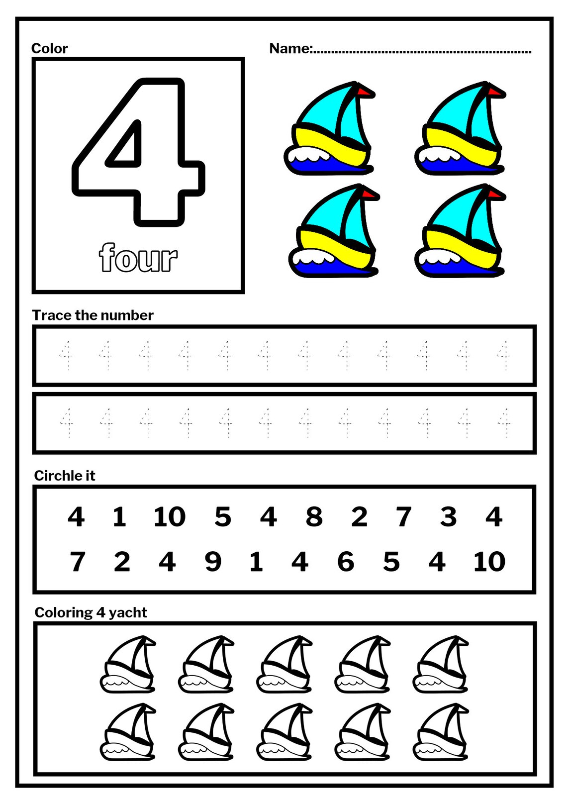 Number Worksheets. for Kids. Trace the Number. Circle It. Coloring ...
