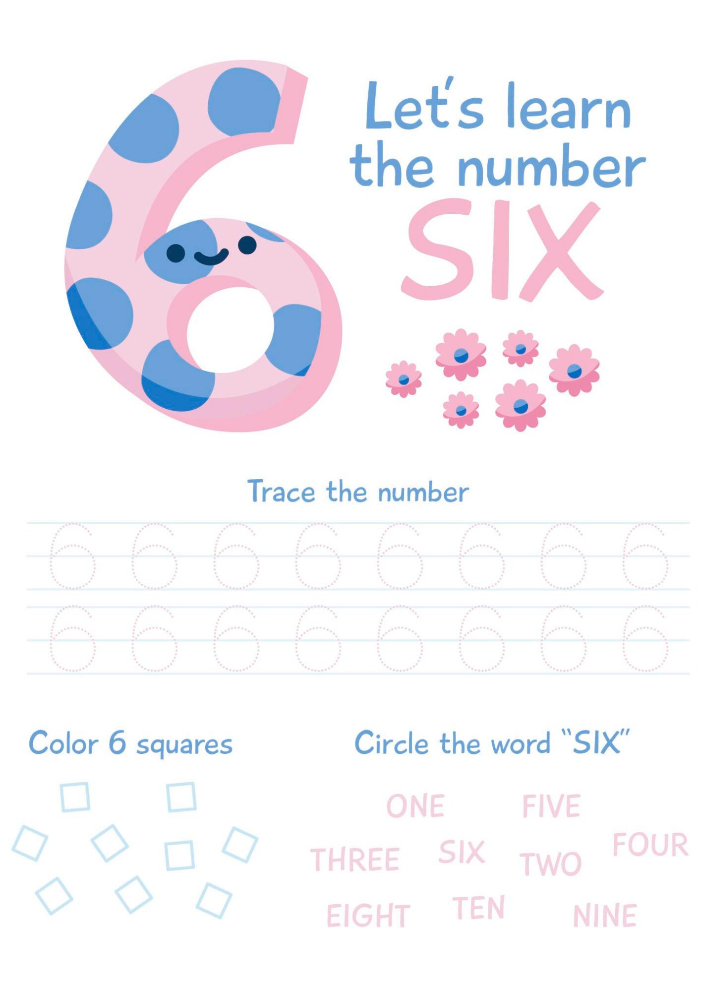 Cute Number Worksheets. Let's Learn the Numbers. Printable 10 Pages. - Etsy