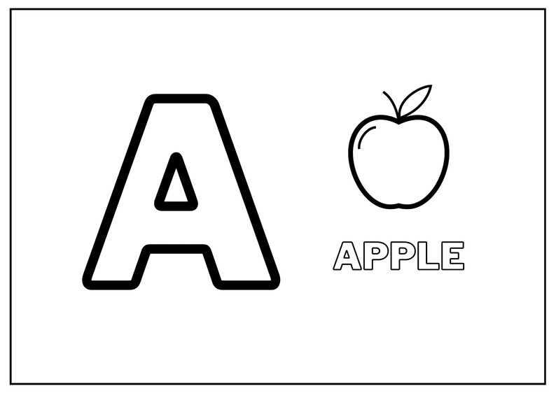 26 Pages Alphabet and Picture Coloring. Worksheets Printable. - Etsy