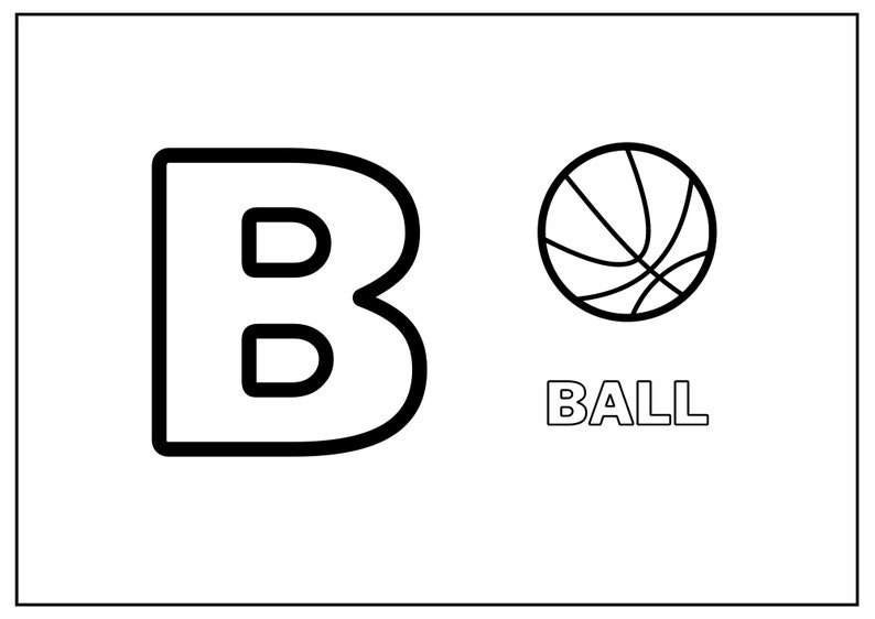 26 Pages Alphabet and Picture Coloring. Worksheets Printable. - Etsy