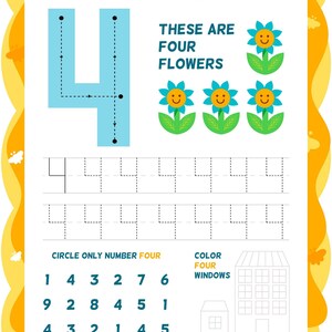 Cute Numbers Worksheet for Children. 10 Pages Download. - Etsy