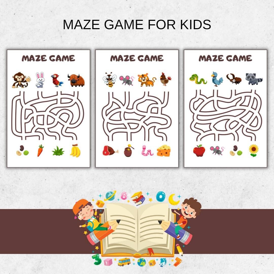 Maze Puzzle Game for Children. Educational Activity. Printable 10 Pages ...