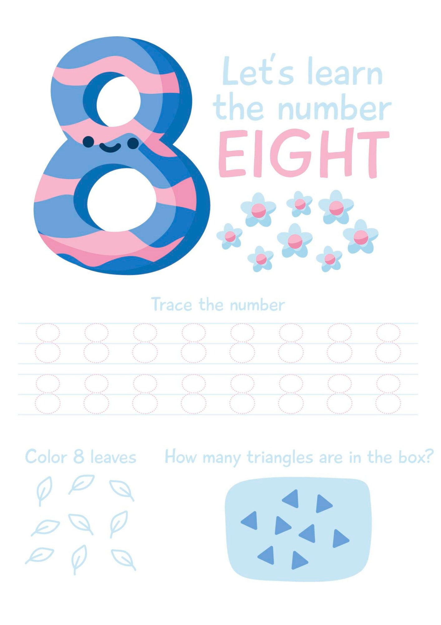 Cute Number Worksheets. Let's Learn the Numbers. Printable 10 Pages. - Etsy