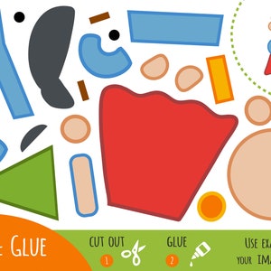 Cut & Glue Educational Paper Game for Children Use Scissors and Glue to ...