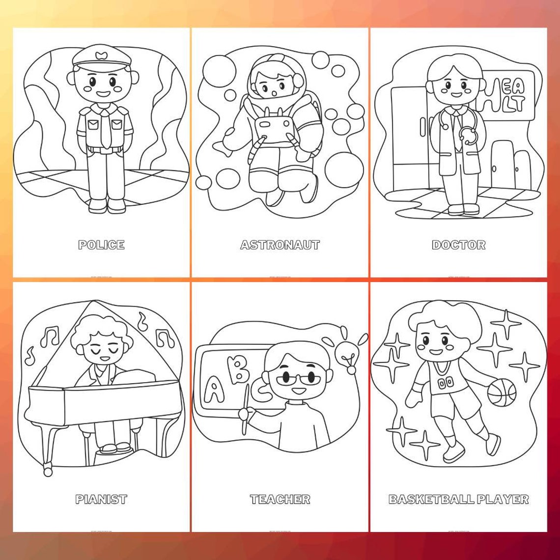 Profession Coloring 20 Pages. - Etsy