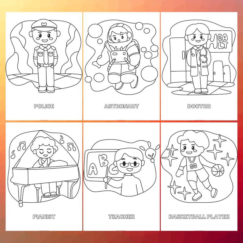 Profession Coloring 20 Pages. - Etsy