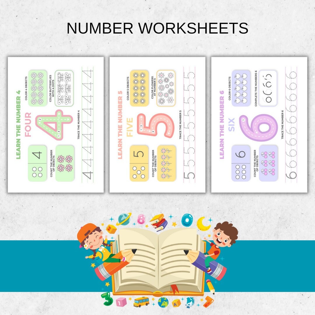 Printable Number Worksheets. Numbers for Kids. 10 Pages. - Etsy