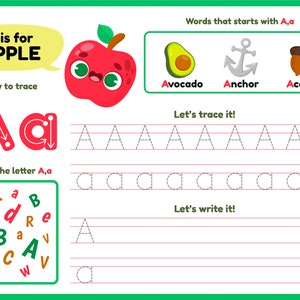 Cute Alphabet Worksheet for Children. 26 Pages Download. - Etsy