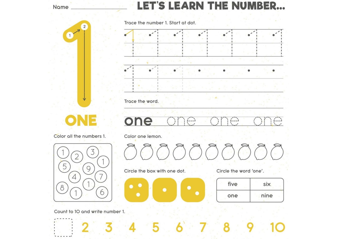 Let's Learn the Number Prescool Activity Printable - Etsy