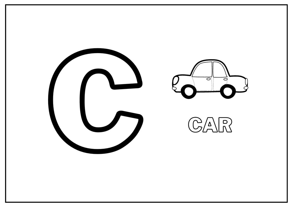 26 Pages Alphabet and Picture Coloring. Worksheets Printable. - Etsy