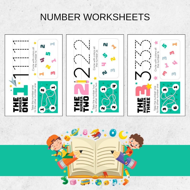 Printable Number Worksheets. Educational Activity. Numbers for - Etsy
