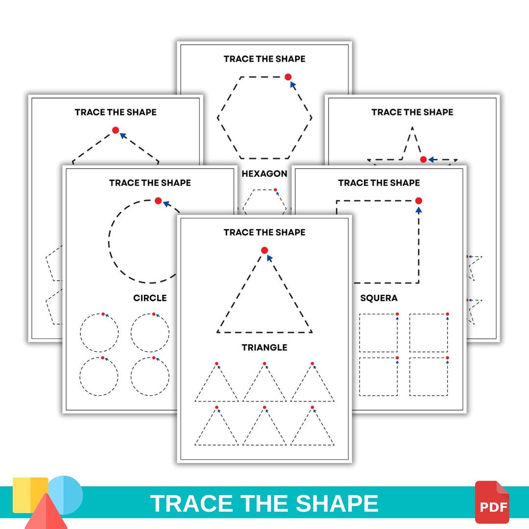 Trace the Shape. Shape Worksheet. Shape Learning. Shape Tracing ...