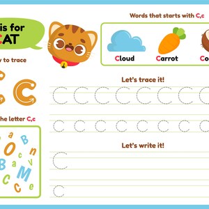Cute Alphabet Worksheet for Children. 26 Pages Download. - Etsy