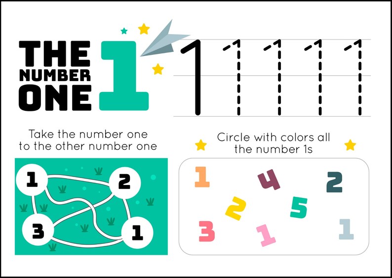 Printable Number Worksheets. Educational Activity. Numbers for - Etsy