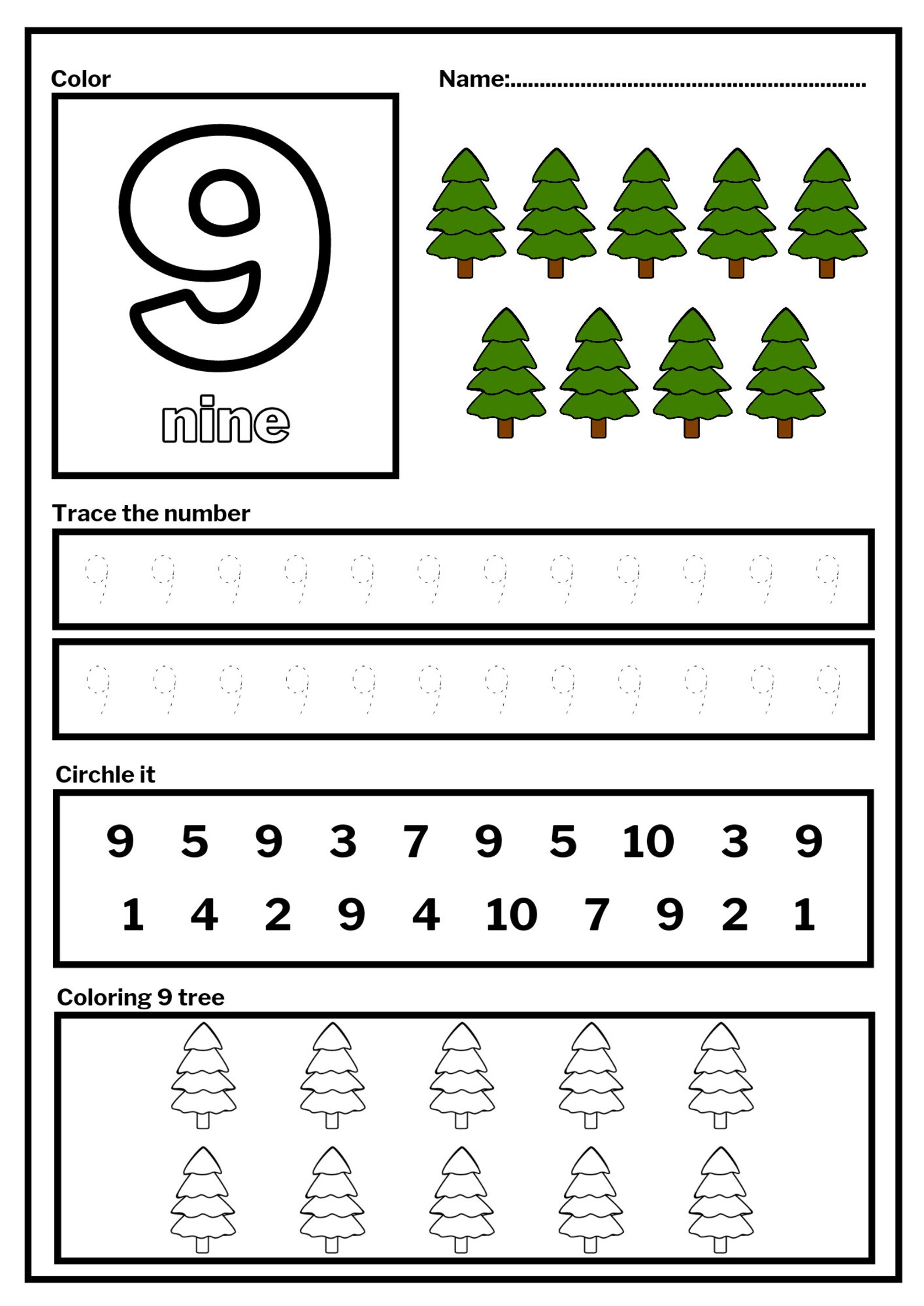 Number Worksheets. for Kids. Trace the Number. Circle It. Coloring ...