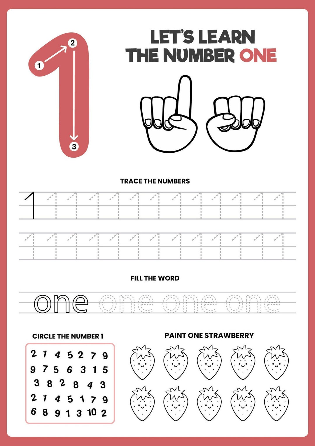Number Worksheet for Children. Back to School. Trace the - Etsy