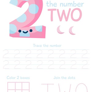 Cute Number Worksheets. Let's Learn the Numbers. Printable 10 Pages. - Etsy