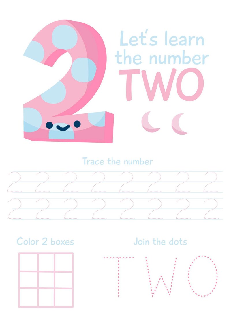 Cute Number Worksheets. Let's Learn the Numbers. Printable 10 Pages. - Etsy