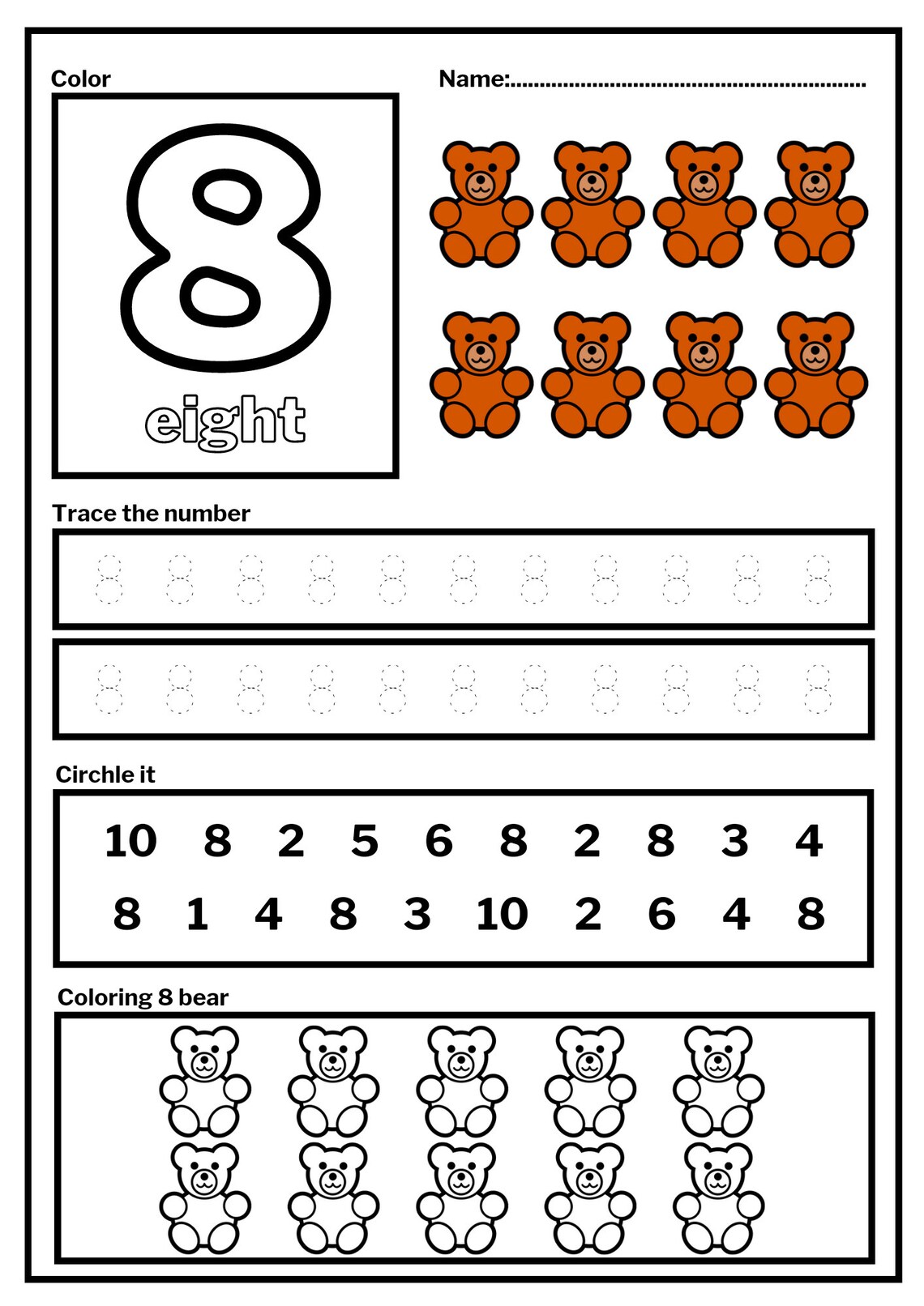 Number Worksheets. for Kids. Trace the Number. Circle It. Coloring ...