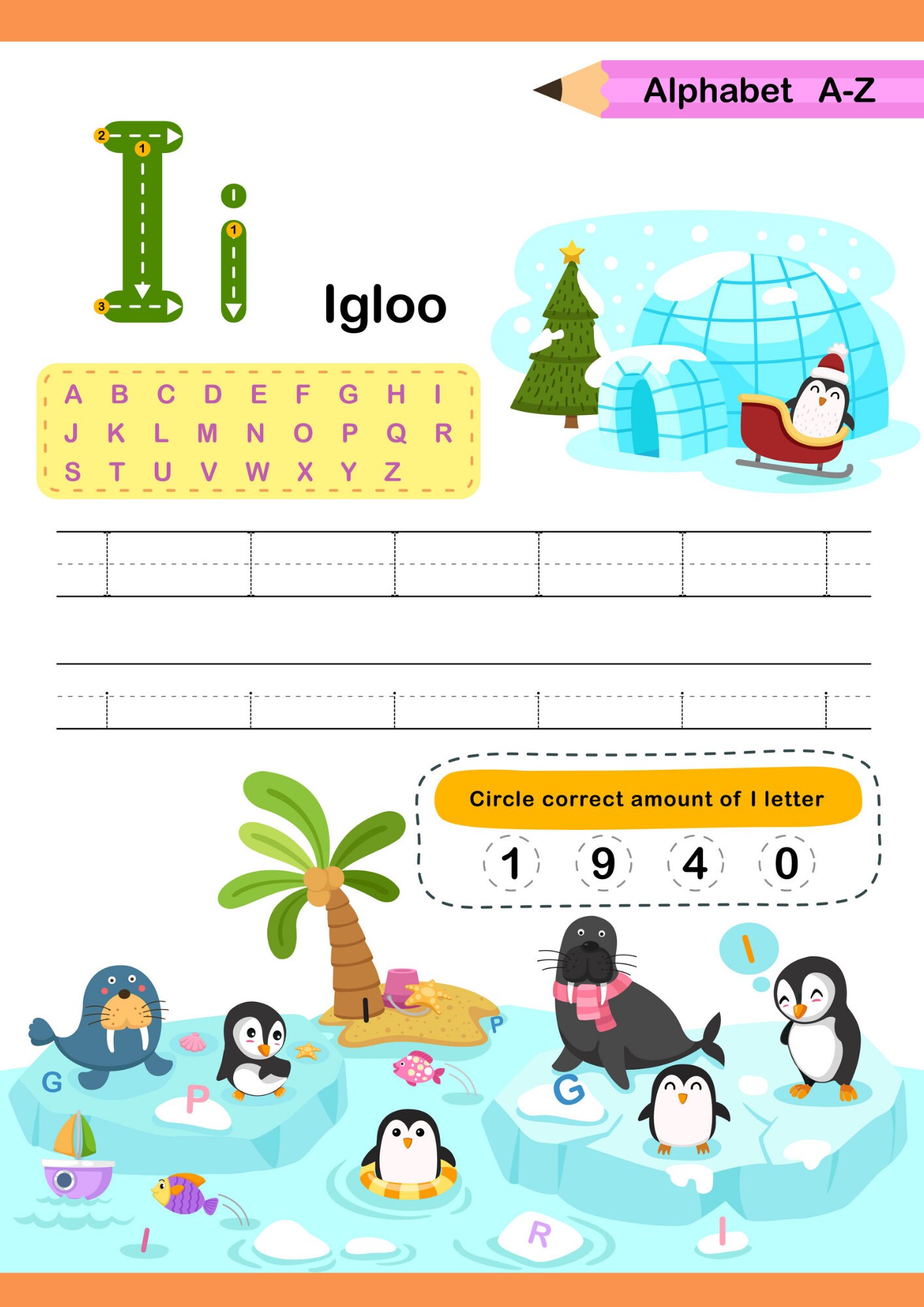 Alphabet A-Z Worksheet for Kids. Circle Correct Amount of Letter ...