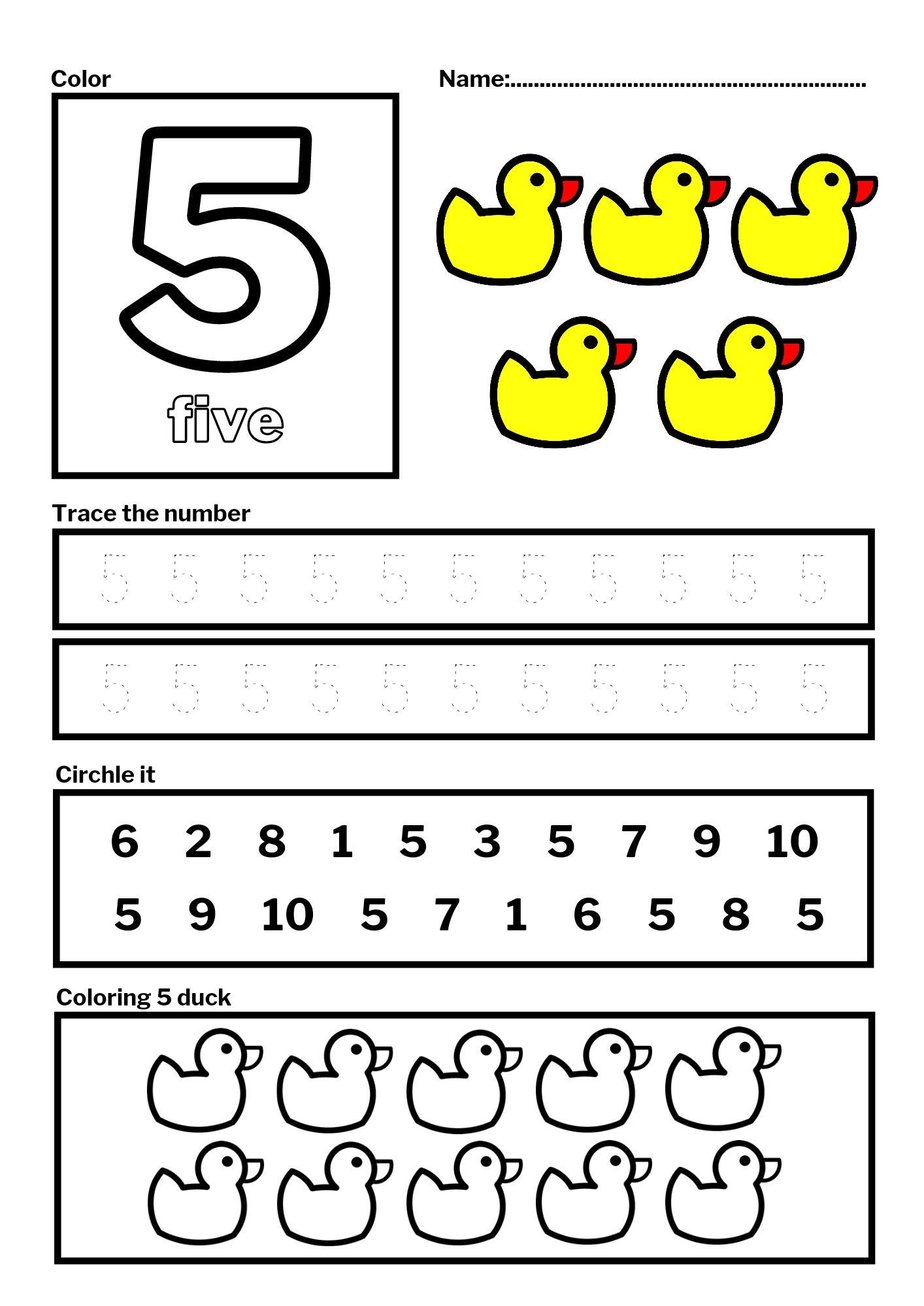 Number Worksheets. for Kids. Trace the Number. Circle It. Coloring ...