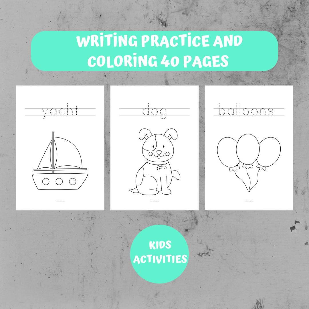 Writing Practice and Coloring for Kids. Coloring 40 Pages. Kids ...