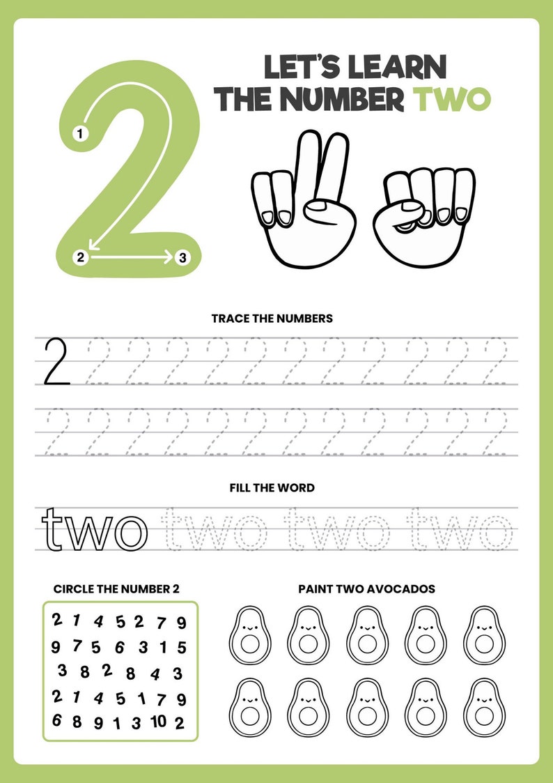 Number Worksheet for Children. Back to School. Trace the - Etsy