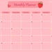 Strawberry Monthly Calendar, Printable Student Planner, Instant ...