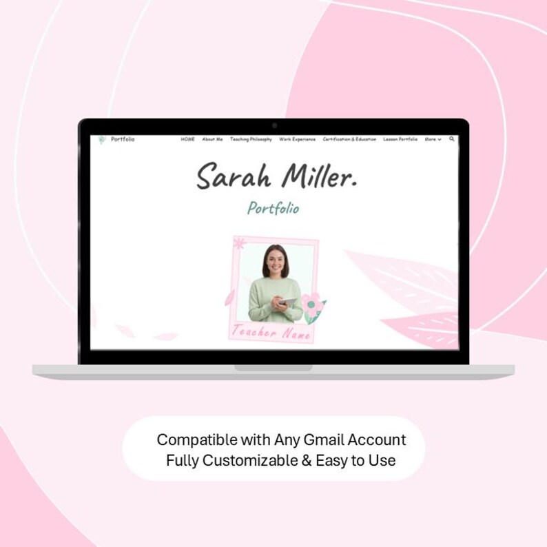 Google Sites Teacher Portfolio Template | Pastel Digital Resume Website ...