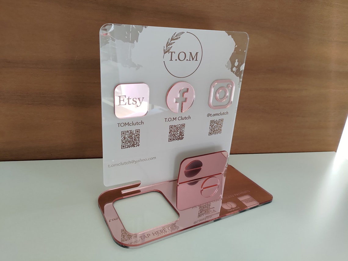 Social Media & Square Reader Holder Stand all Acrylic - Etsy