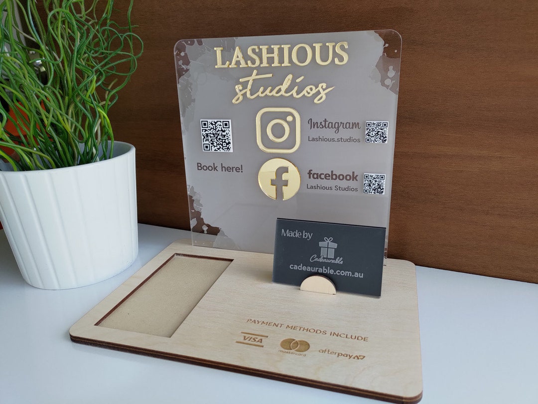 Social Media and Square Terminal Holder Stand (acrylic & Wood ...